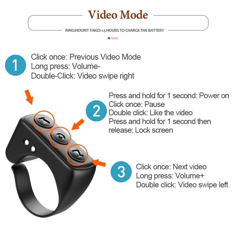 D01 Pro Bluetooth Fingertip Video Controller Tiktok Short Video Page ...
