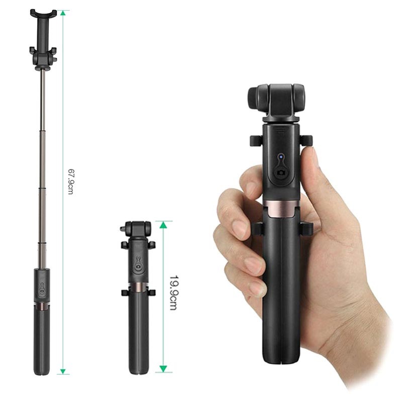 Universaler 3 In 1 Bluetooth Selfiestick Mit Stativ Schwarz