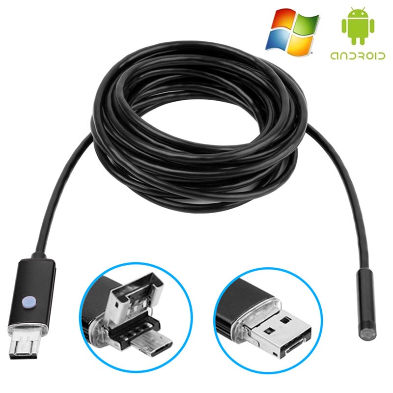 Android, PC Wasserdichte 8mm USB Endoskop Kamera AN99 - 10m - Schwarz